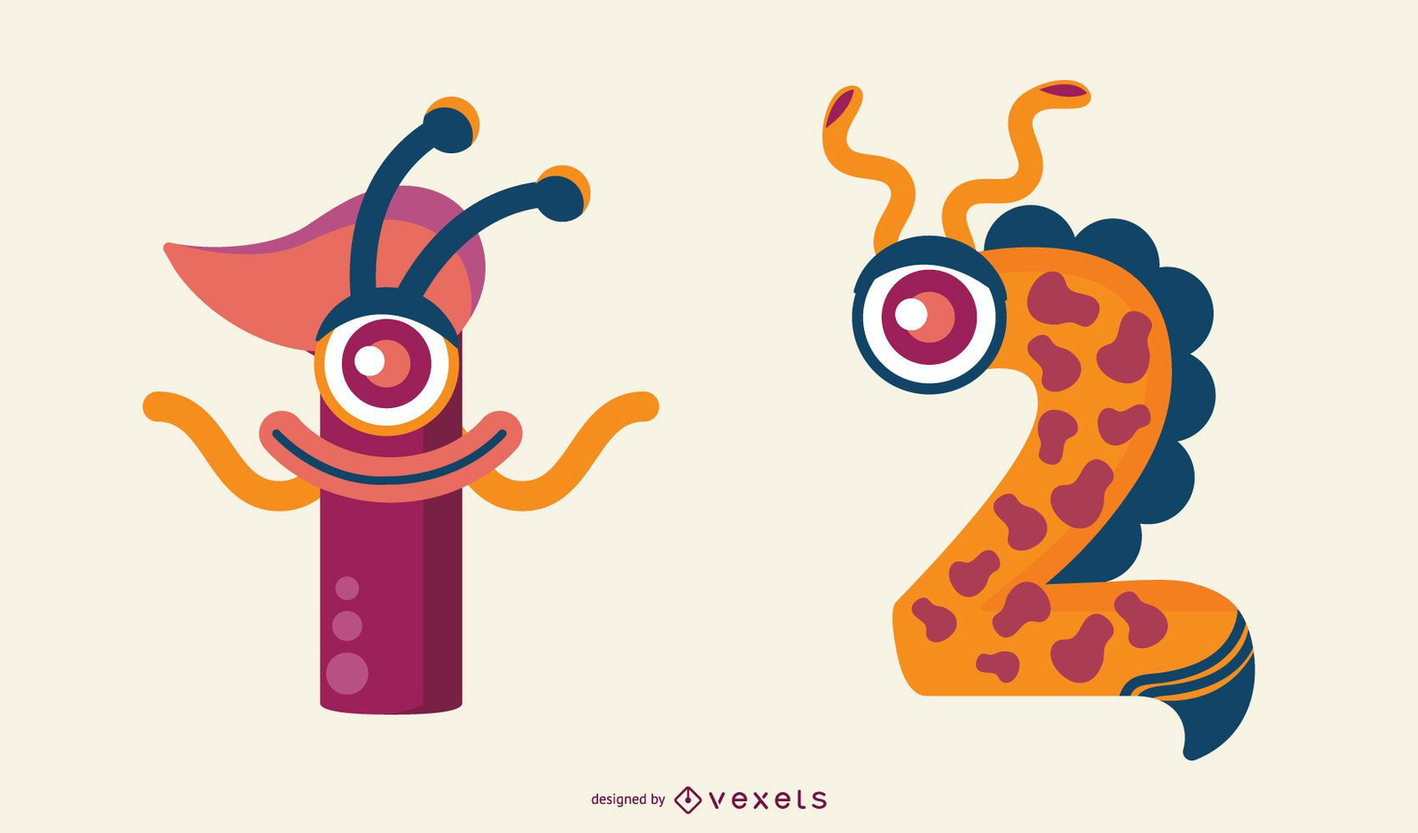 Monster Numbers Set Vector Download