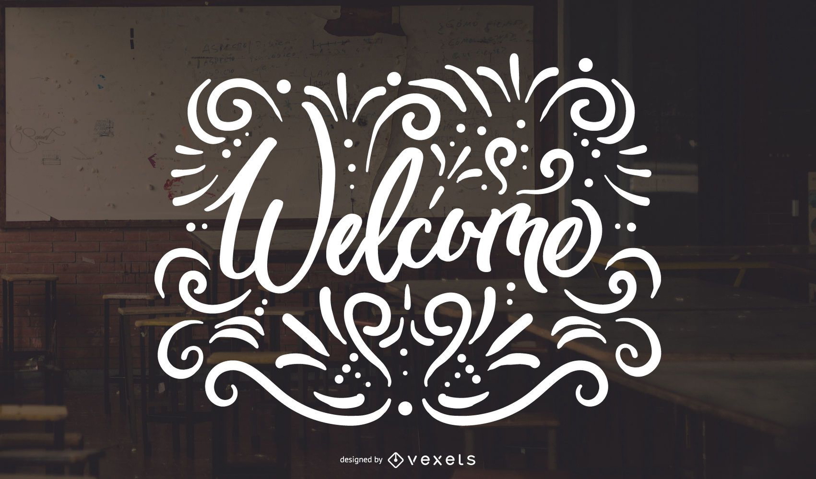 Welcome Swirls Lettering Design Vector Download