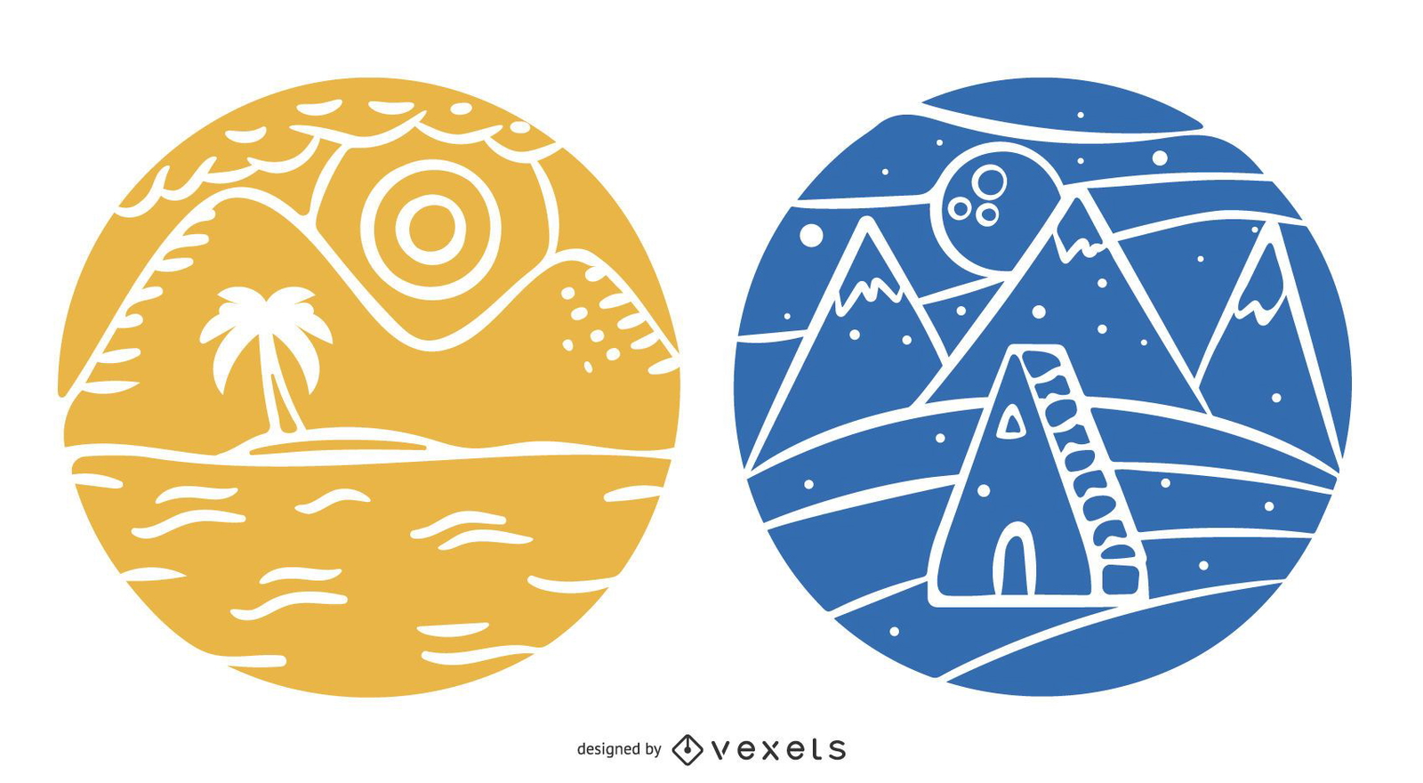 Nature Landscape Outdoor Badge Pack Vector Download