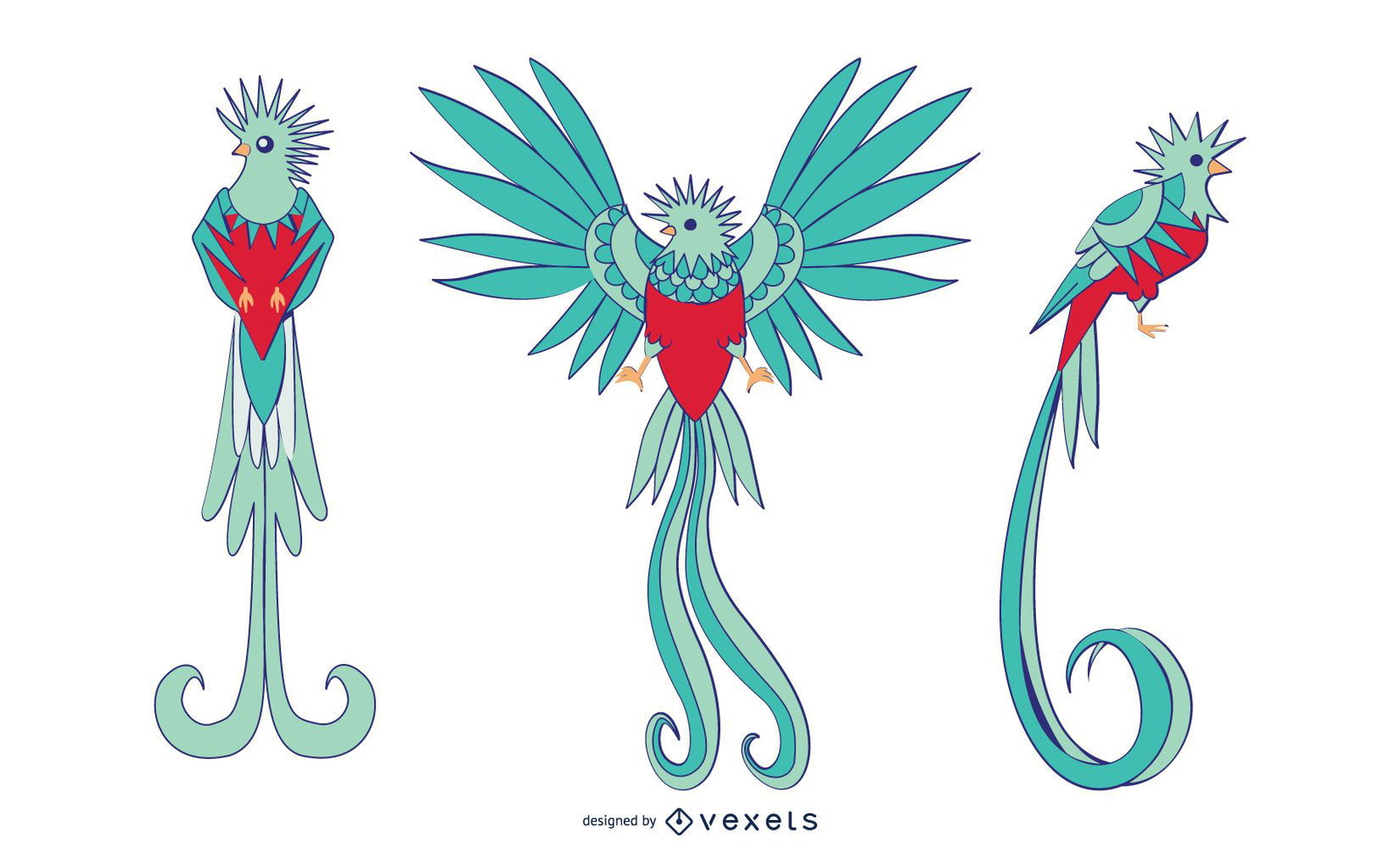 Stylish Colored Cockatoo Vector Set Vector Download