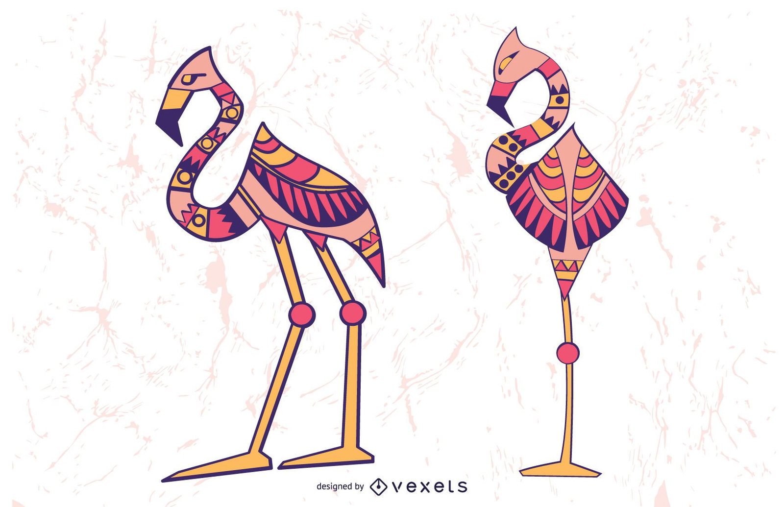 Stylish Flamingo Illustration Set Vector Download