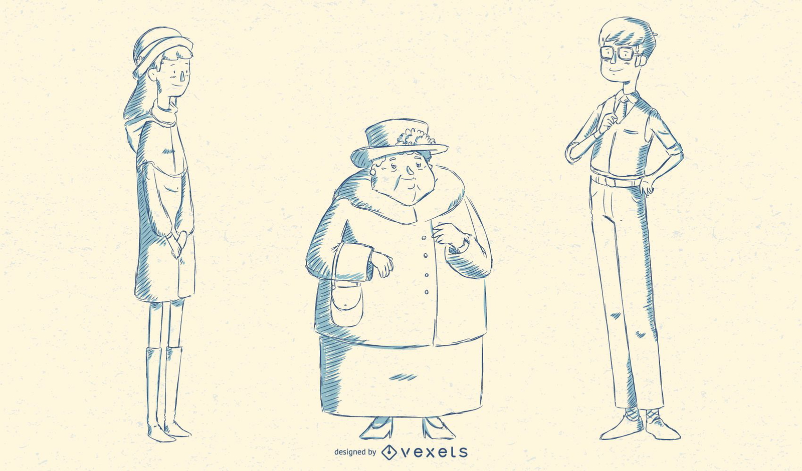 British People Illustration Pack Vector Download