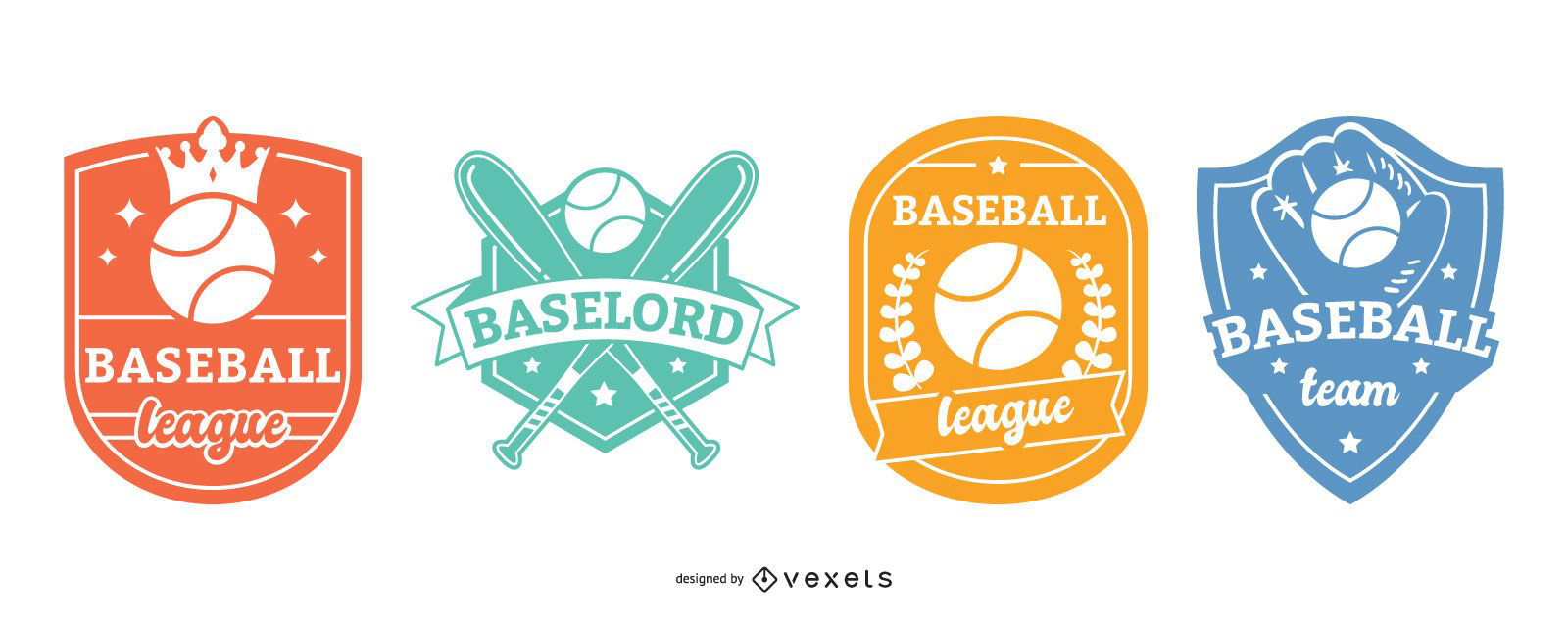 Baseball Badges Set Vector Download