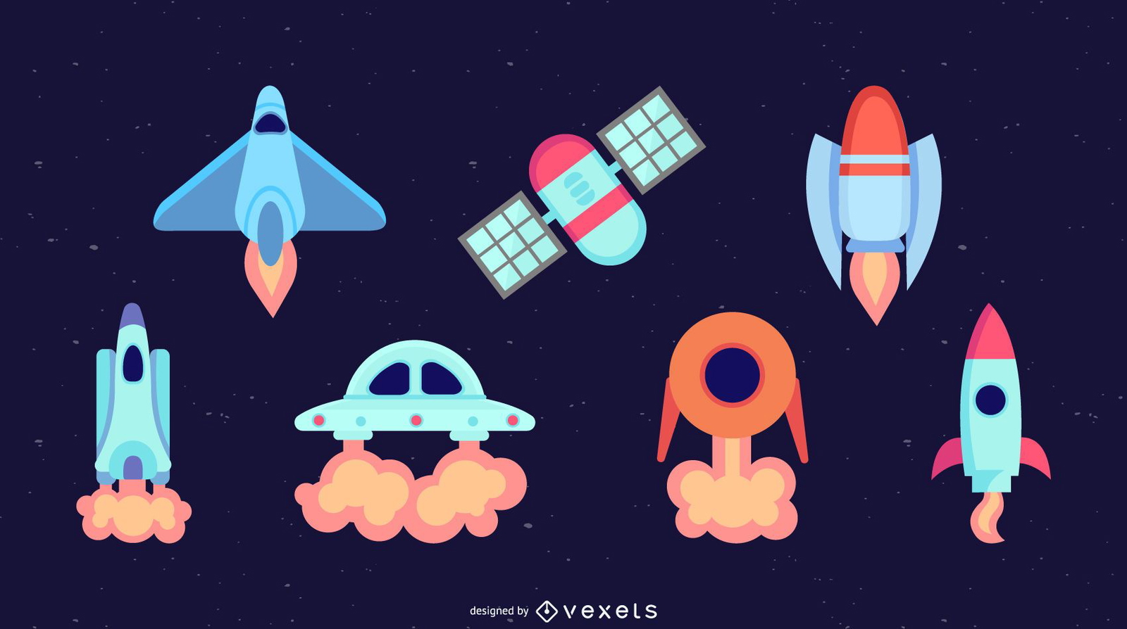 Space Elements Flat Set Vector Download