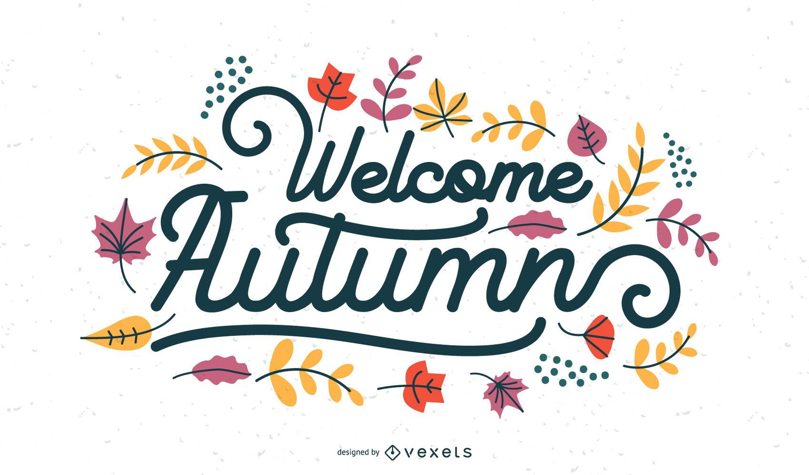 Welcome Autumn Leaves Lettering Vector Download