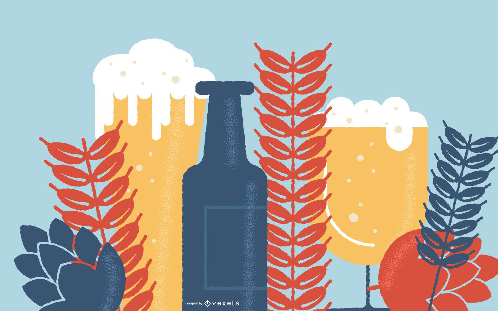 Beer Elements Vector Background Vector Download