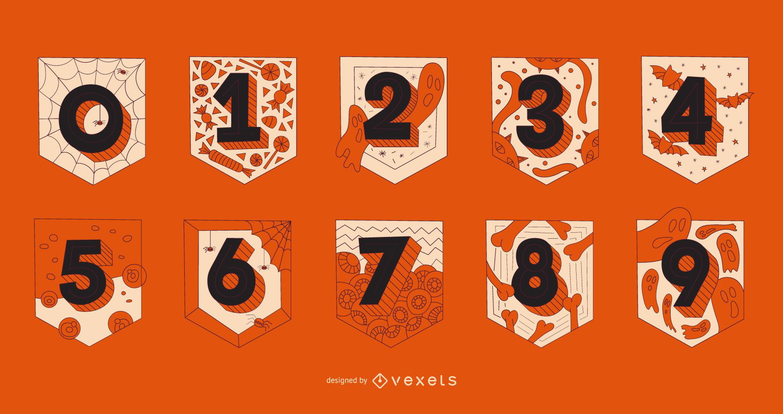 Halloween Numbers Garland Set Vector Download