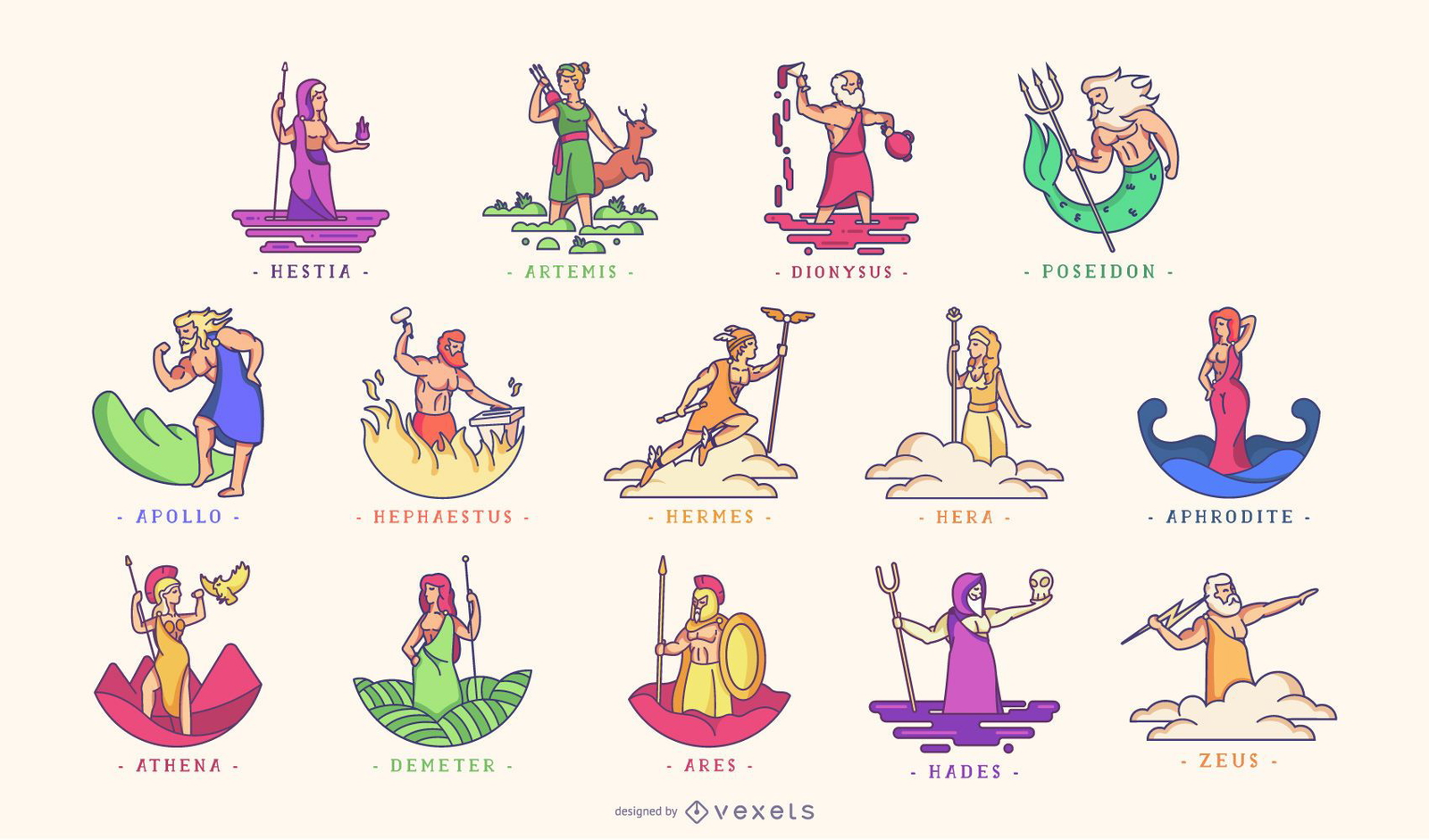 Greek Gods Vector Collection Vector Download