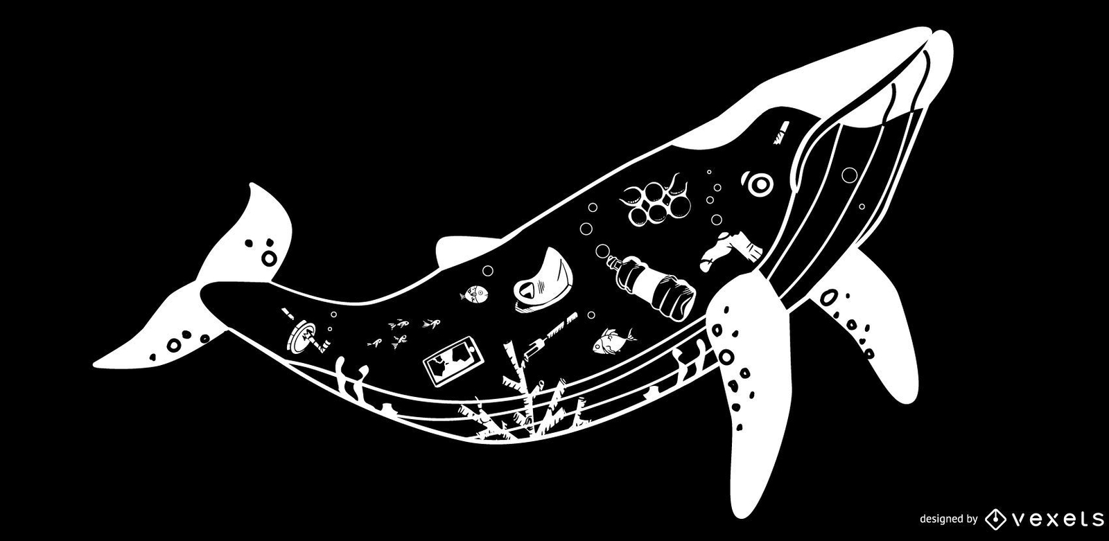 Trash In The Ocean Illustration Vector Download