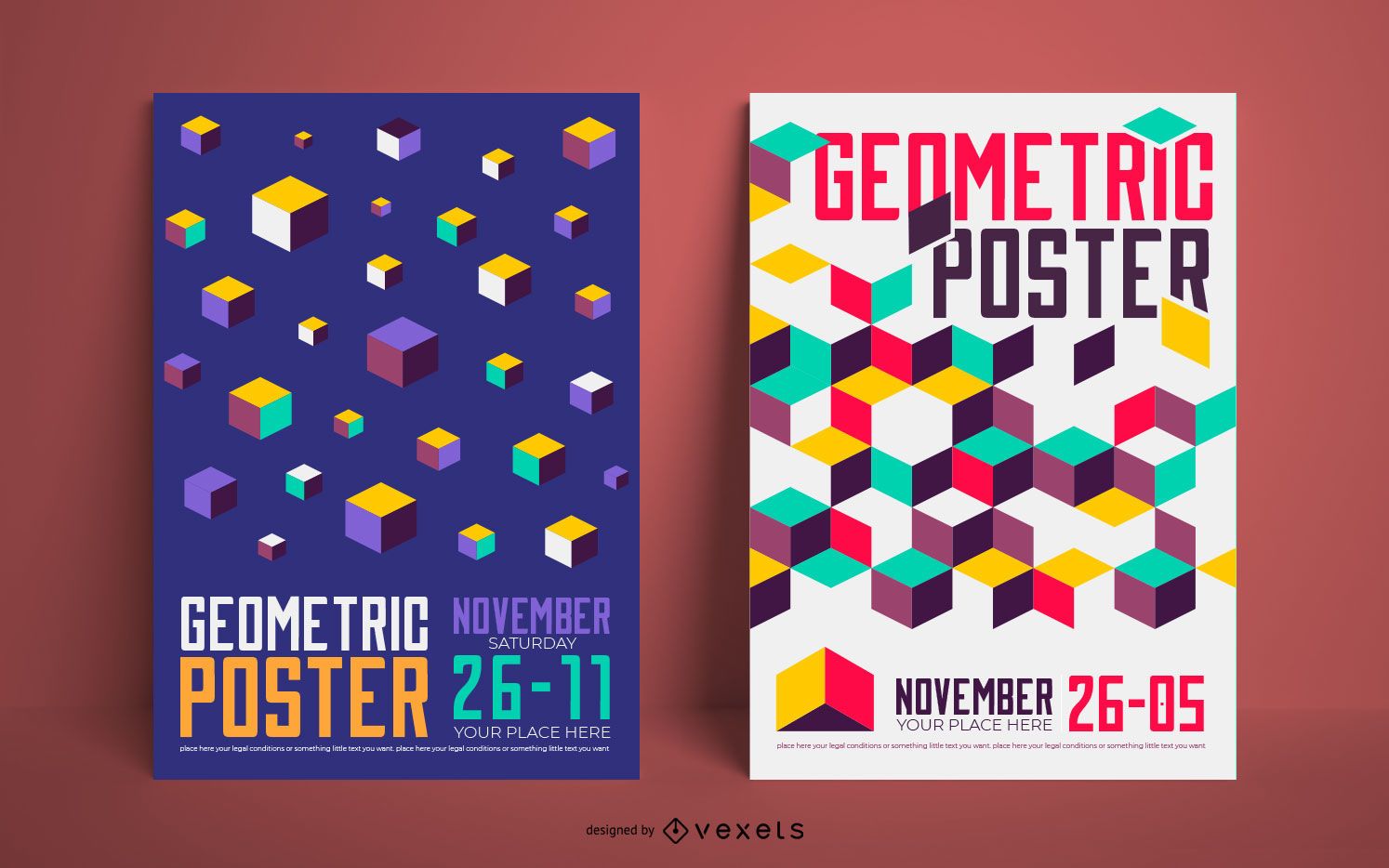 Geometric Poster Set Vector Download