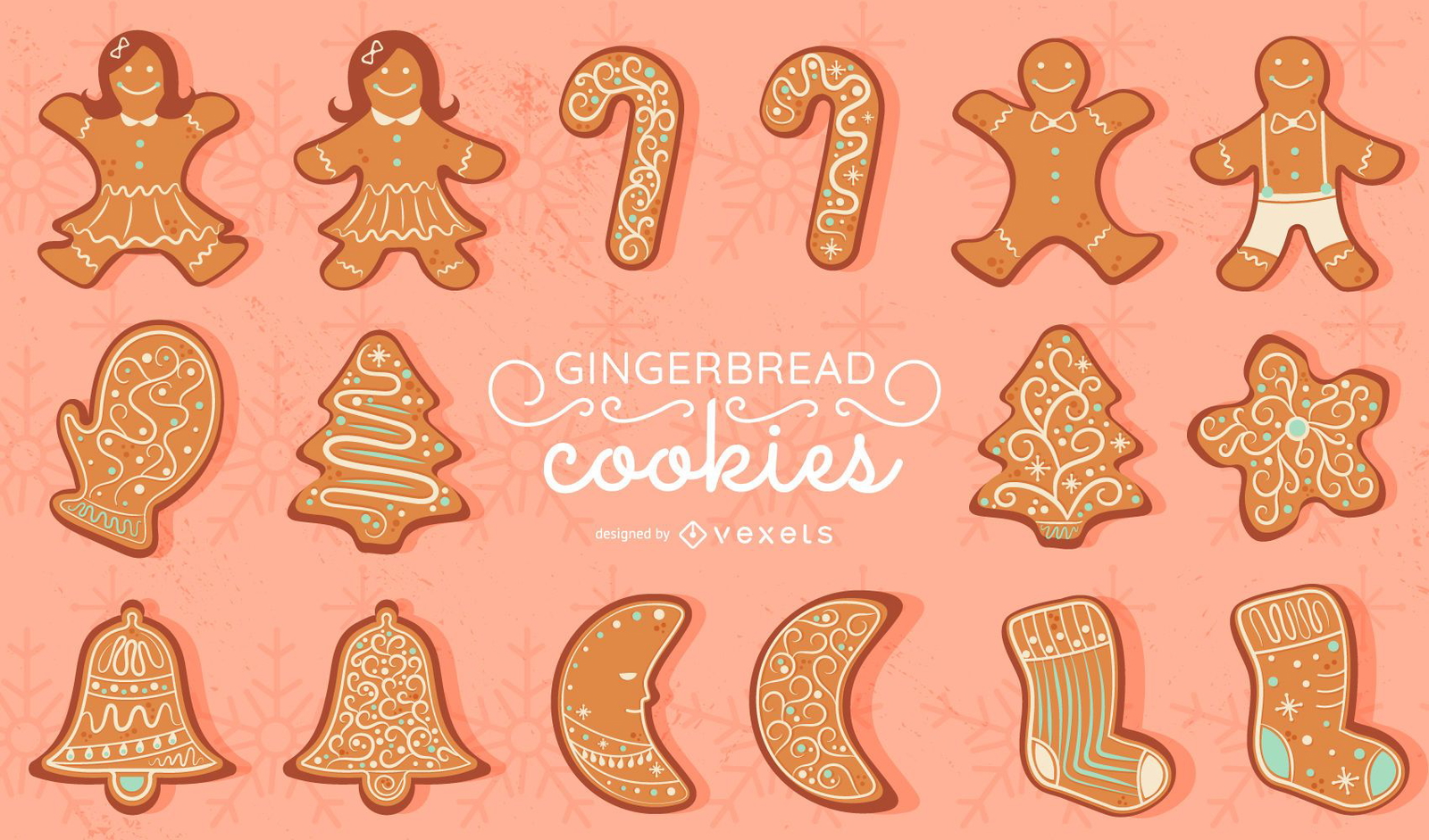 Gingerbread Cookies Vector Set Vector Download