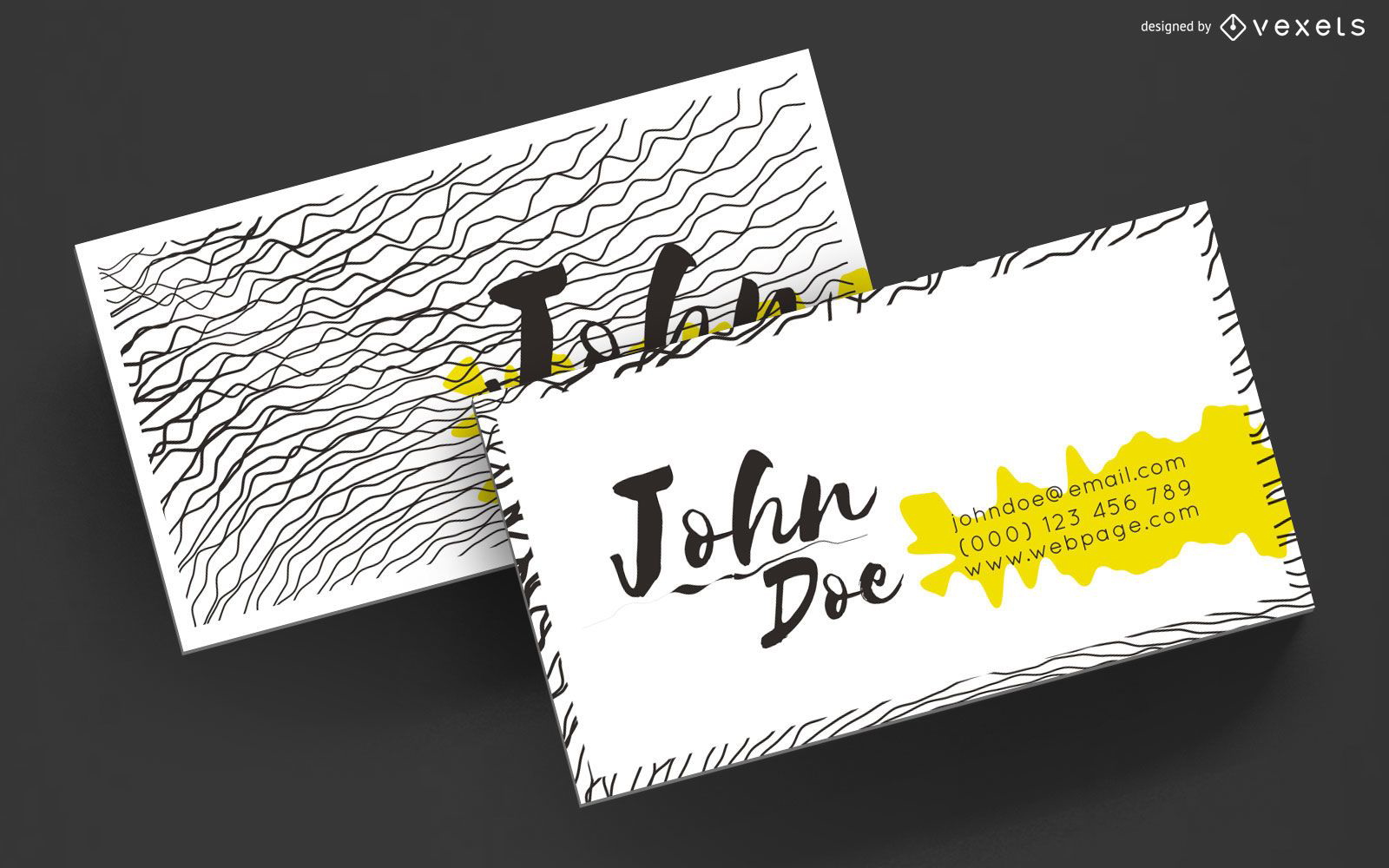 Business Card Wavy Lines Design Vector Download