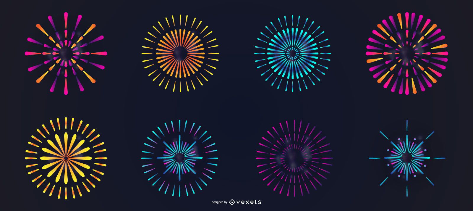 Colorful Fireworks Vector Set Vector Download