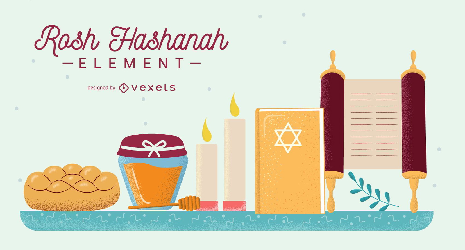 Rosh Hashanah Elements Set Vector Download