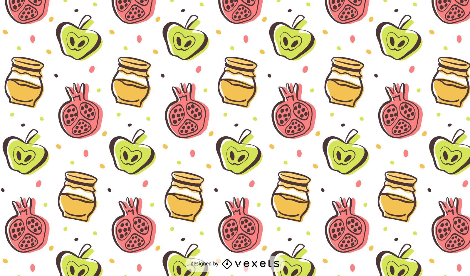 Rosh Hashanah Colorful Pattern Vector Download