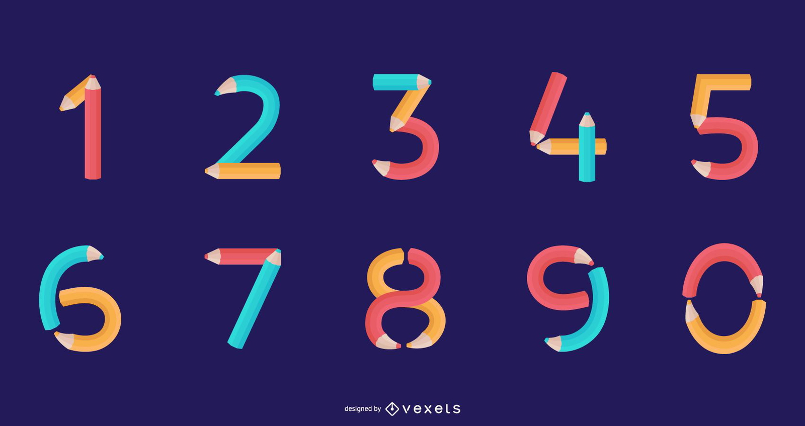 Pencil Alphabet Number Set Vector Download
