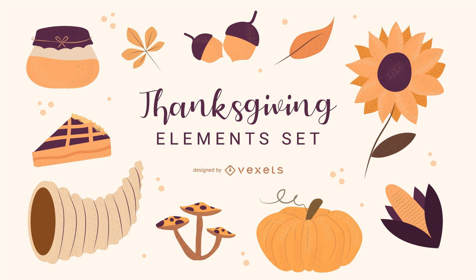 Thanksgiving Illustration Element Set Vector Download