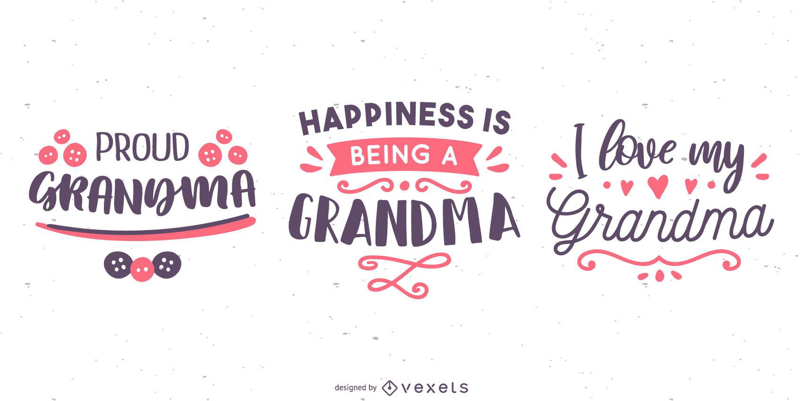 Grandma Lettering Banner Set Vector Download