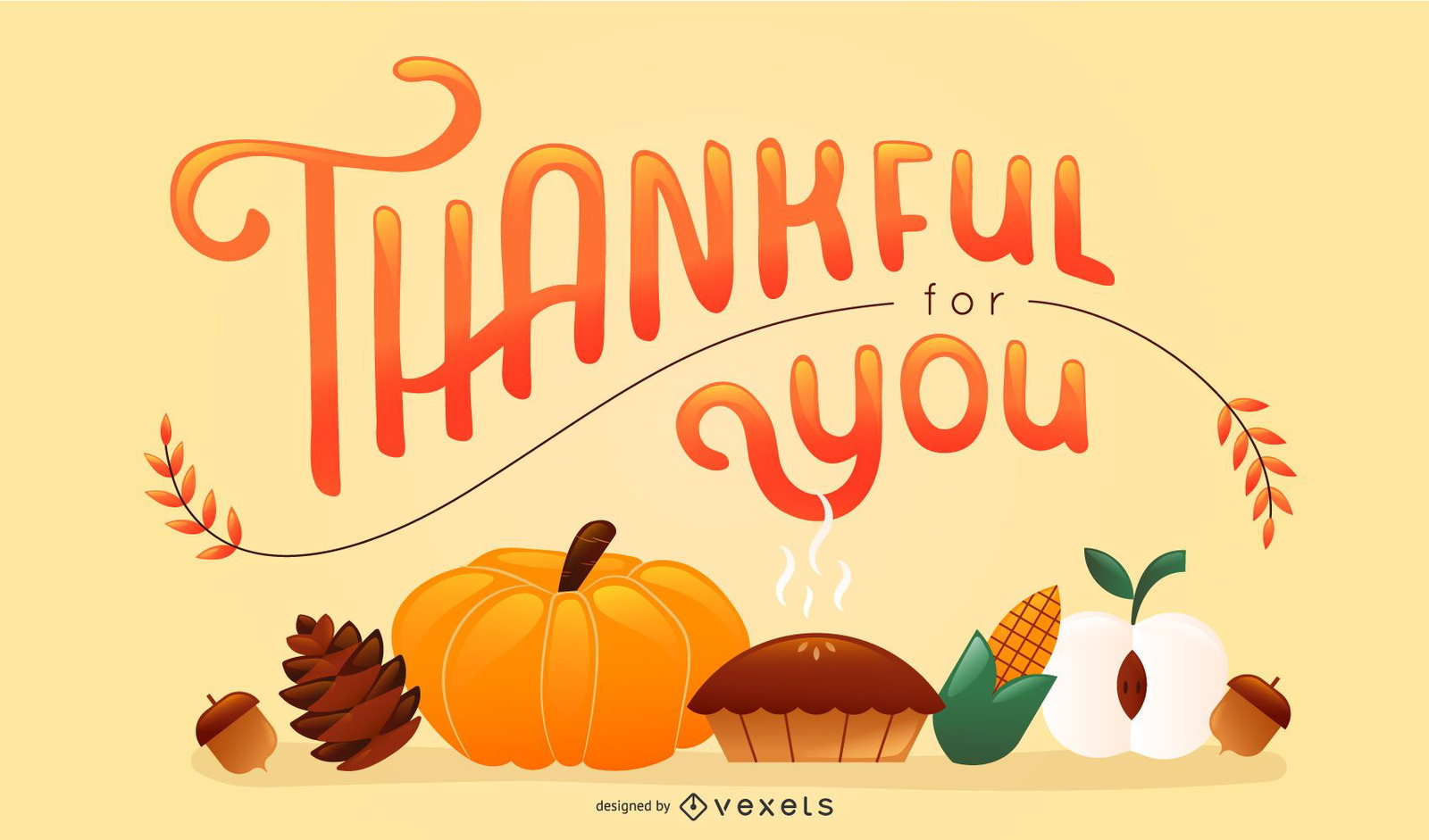 Thanksgiving Elements Lettering Design Vector Download