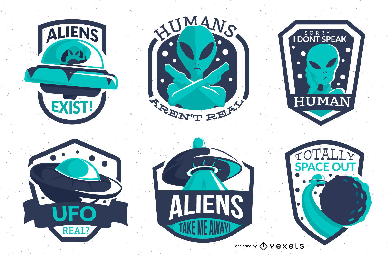 Alien Badges Pack Vector Download