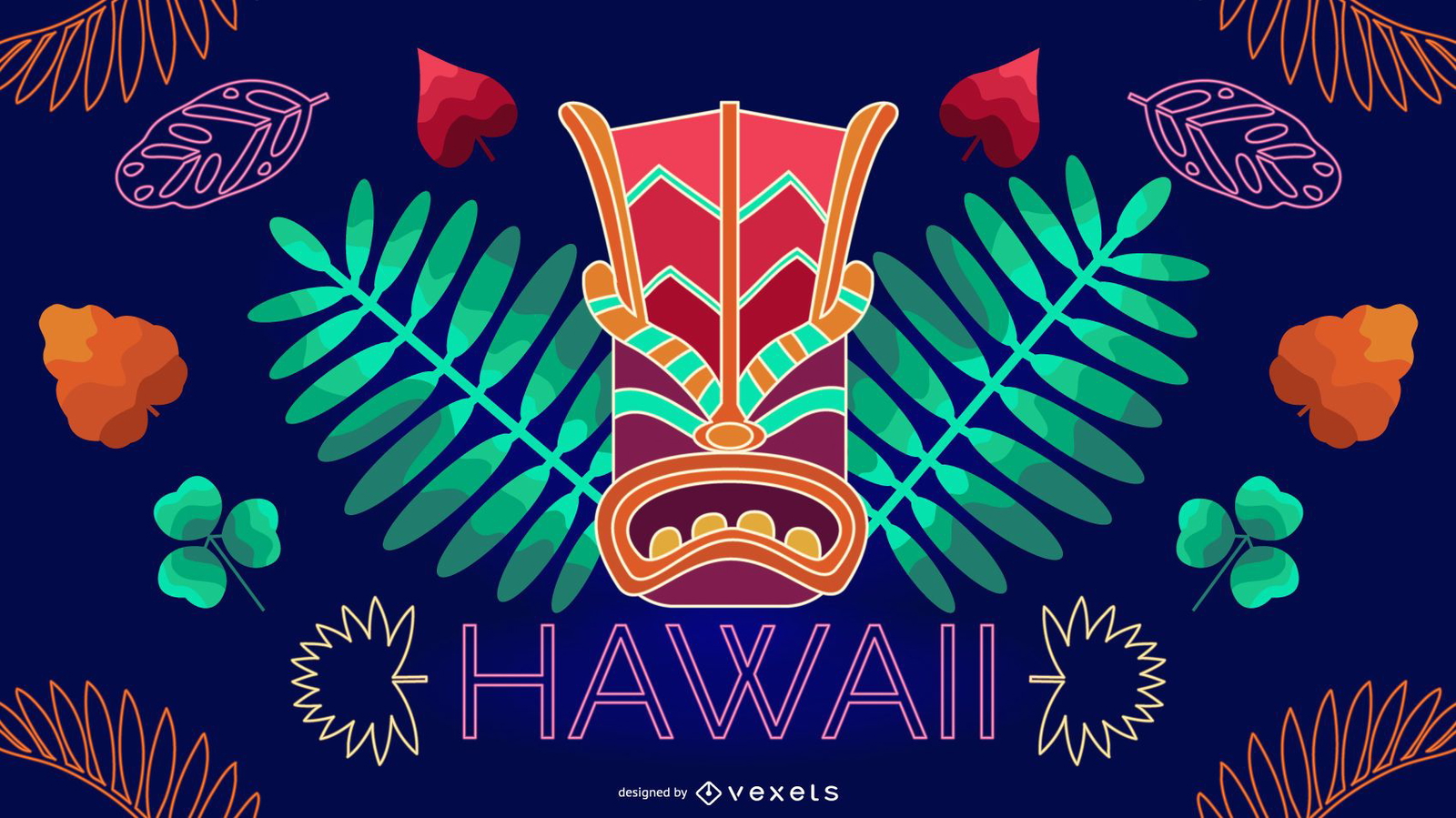Hawaii Neon Editable Design Vector Download