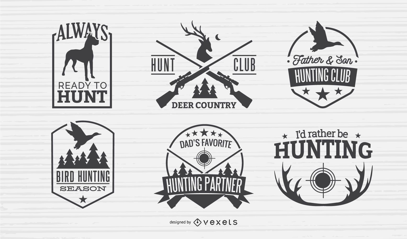 Hunting Badges Design Set Vector Download