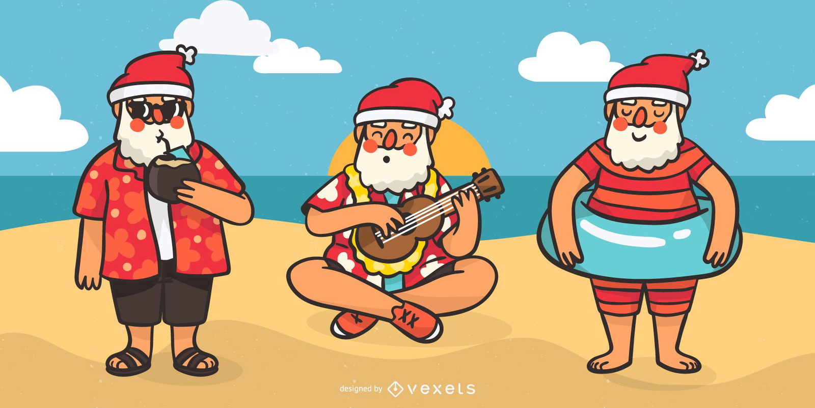 Tropical Santa Clipart