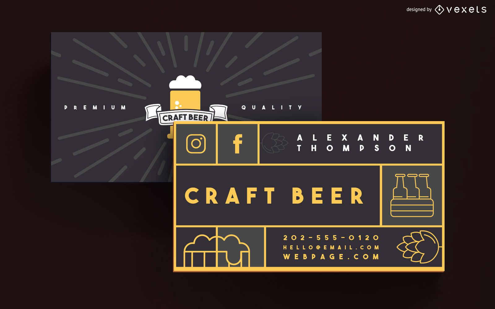 Beer Business Card Design Vector Download