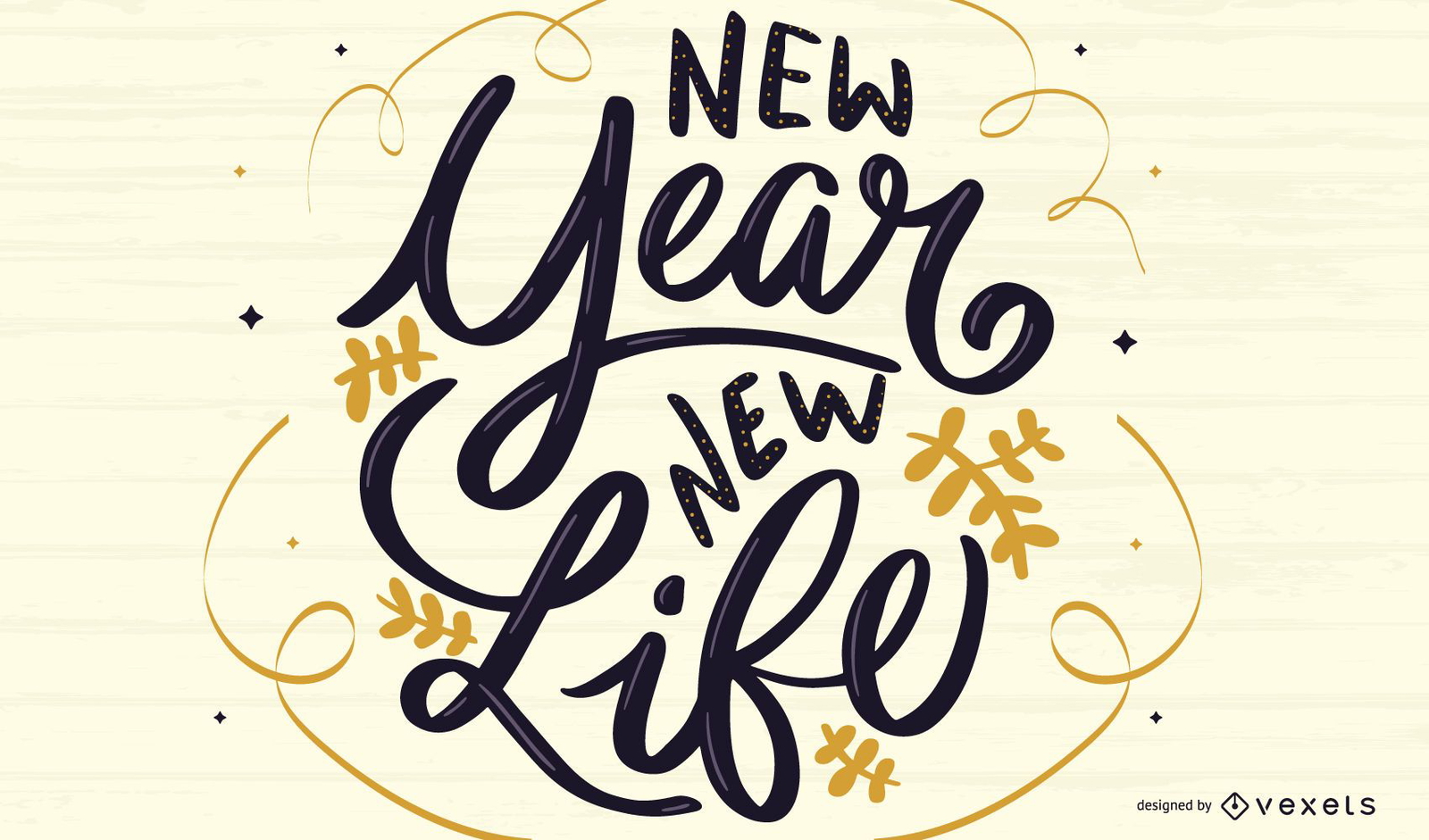 New Year New Life Schriftzug - Vektor Download