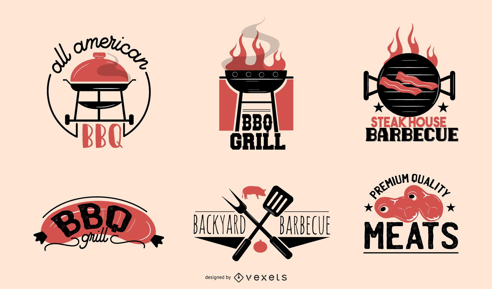 BBQ Labels Set Vector Download