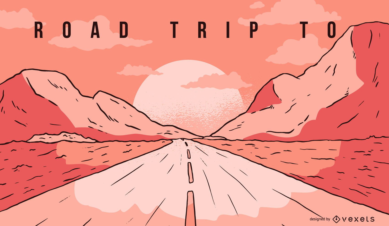 Road Trip Landscape Illustration Vector Download