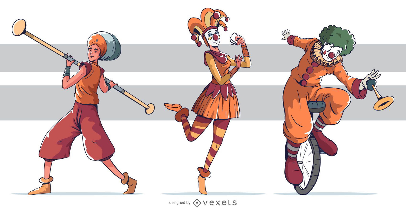 Circus Character Colored Design Pack Vector Download