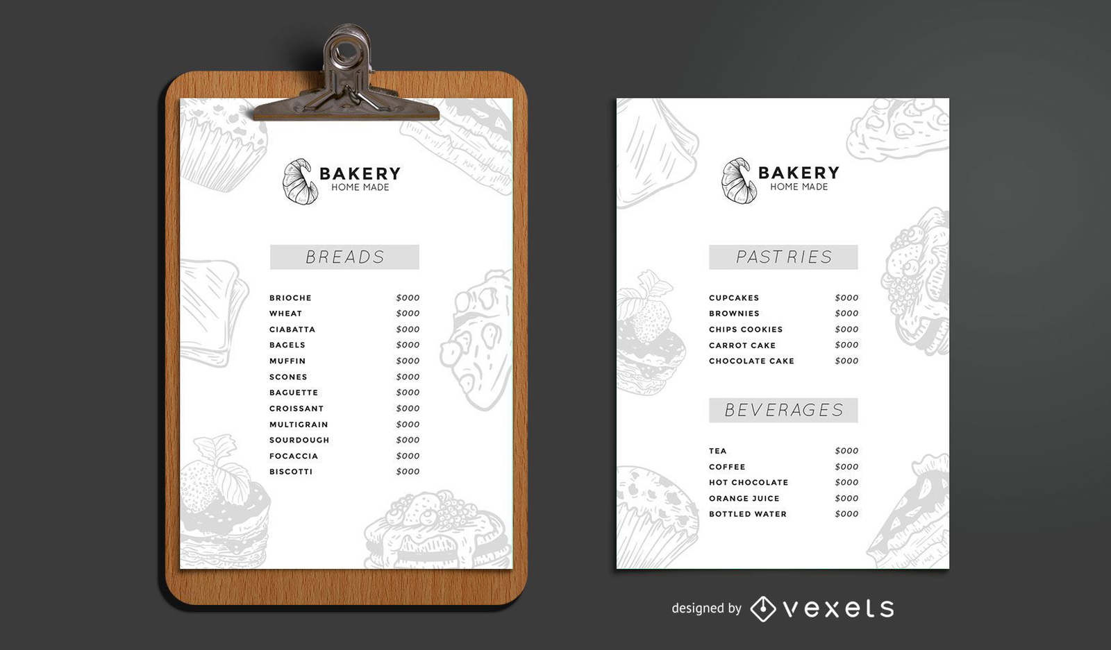 Bakery Menu Template Vector Download