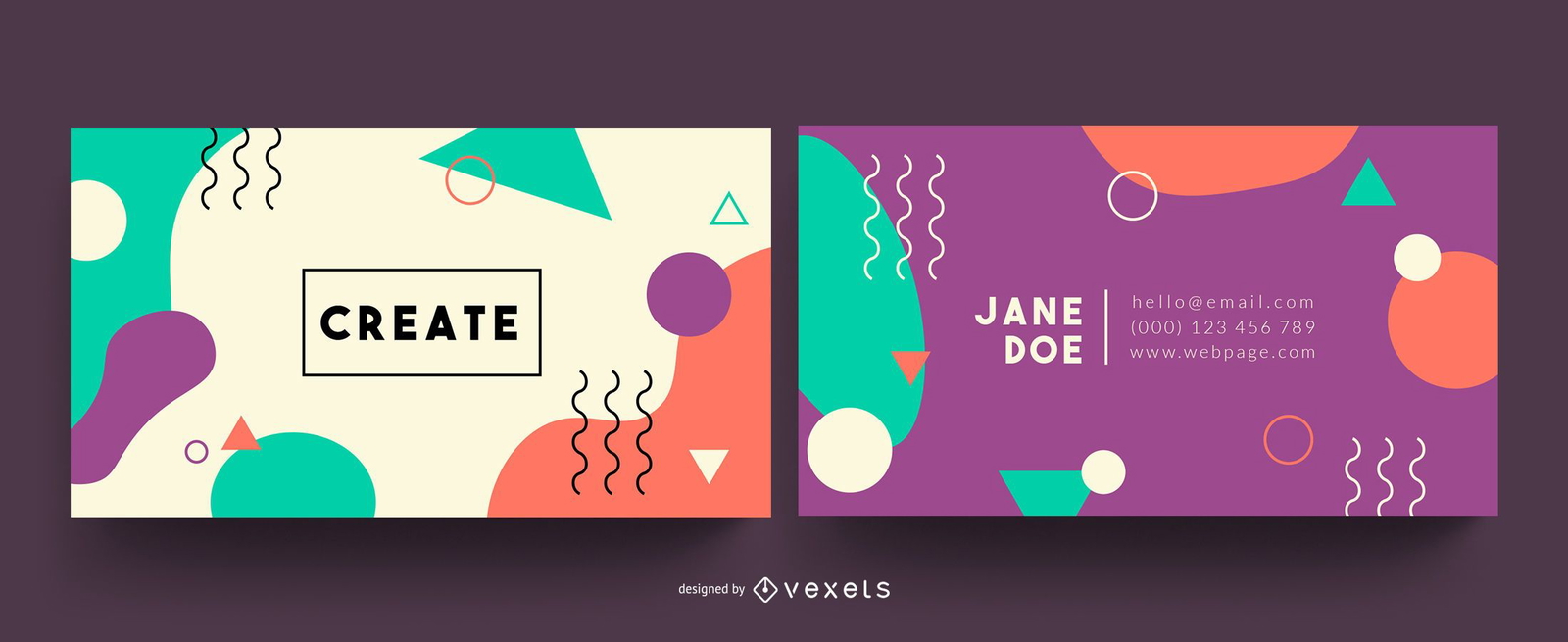 Memphis Business Card Design Vector Download