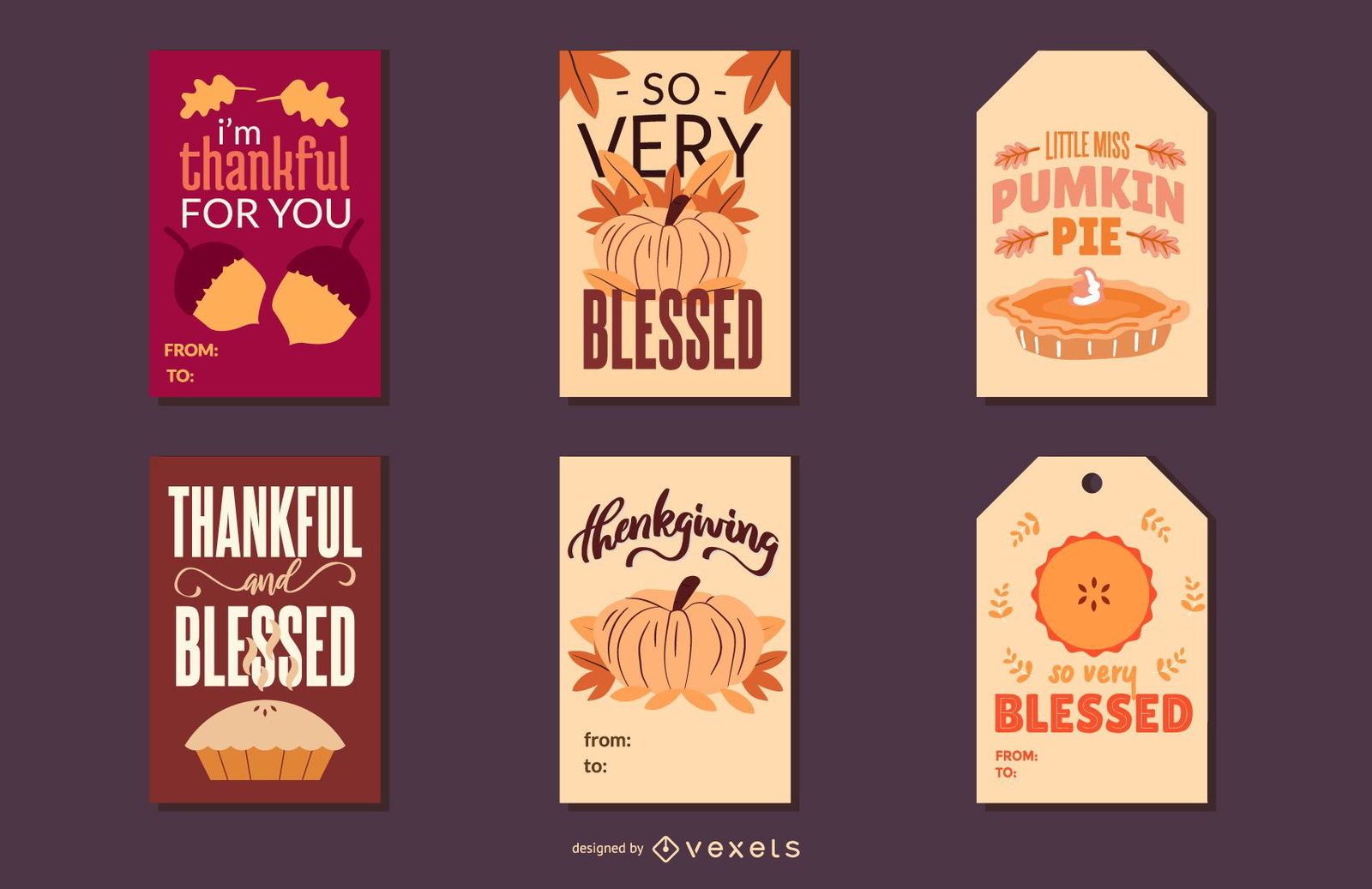 Thanksgiving Cards Pack Vector Download