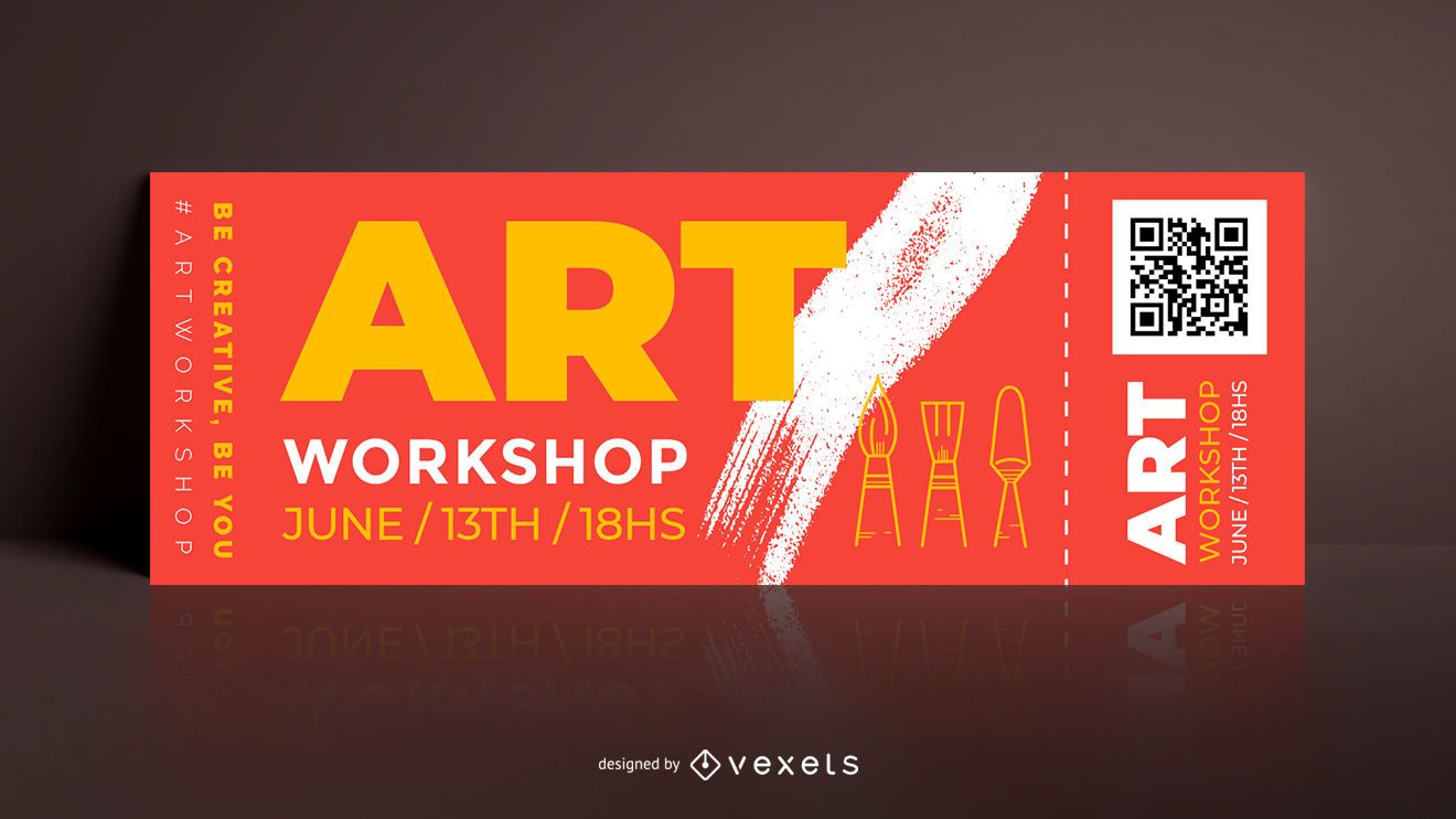 Art Workshop Editable Ticket Vector Download