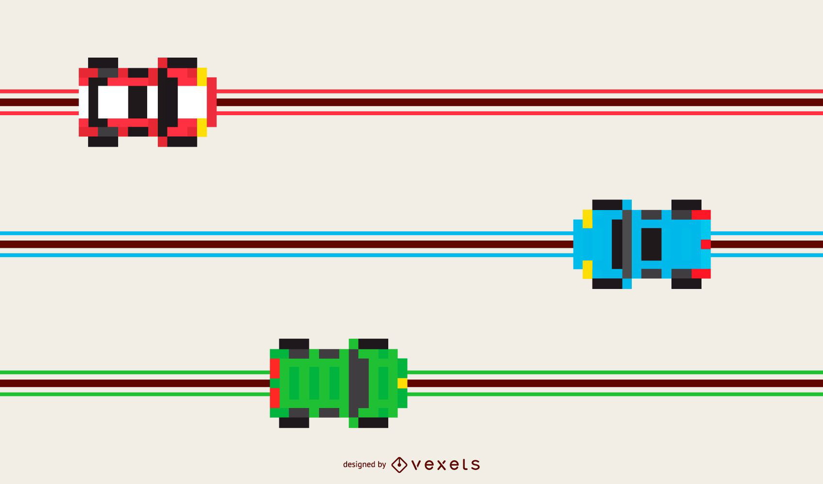 Pixel Toy Race Track Cars Design Vector Download