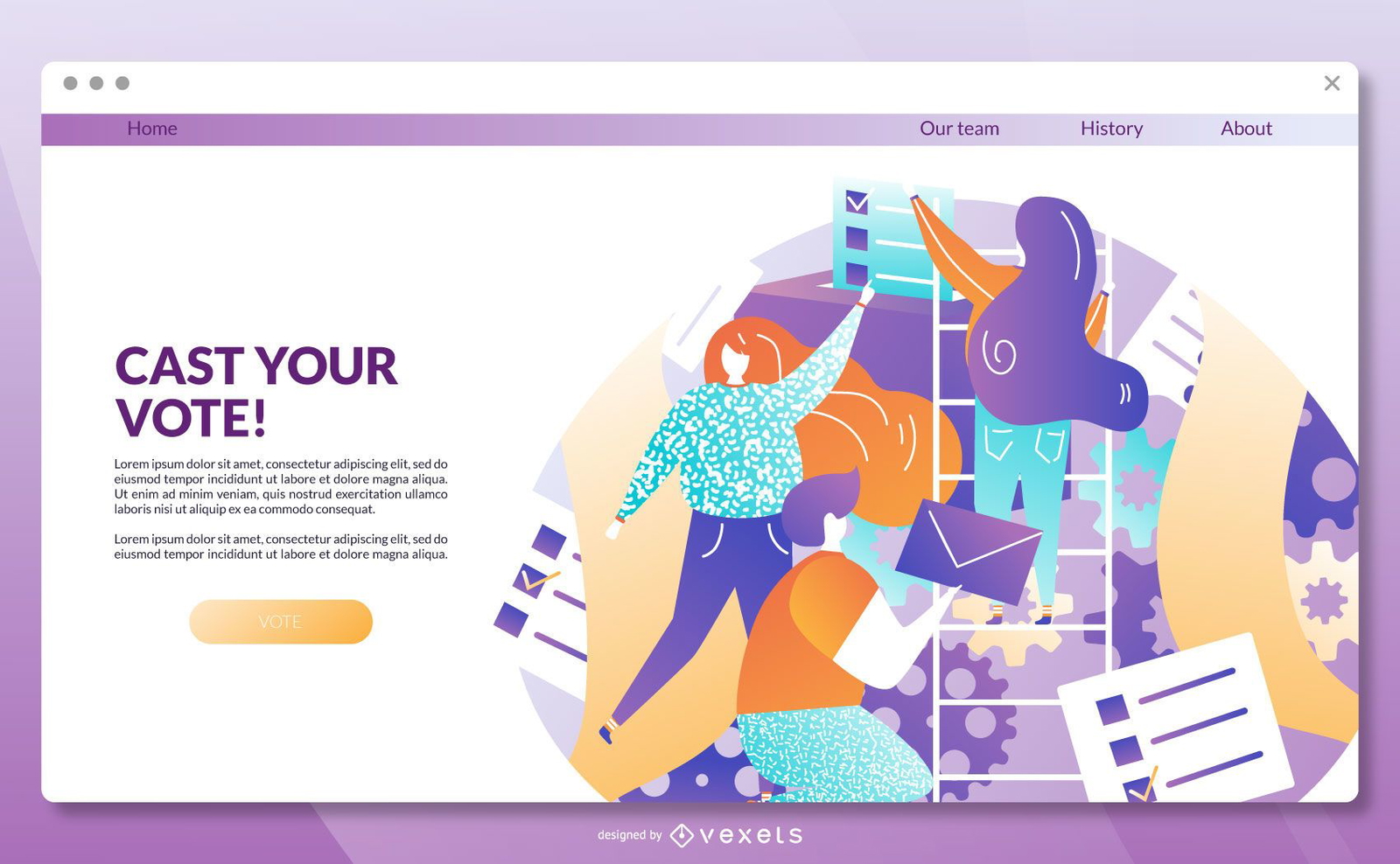 Vote Landing Page Template Vector Download