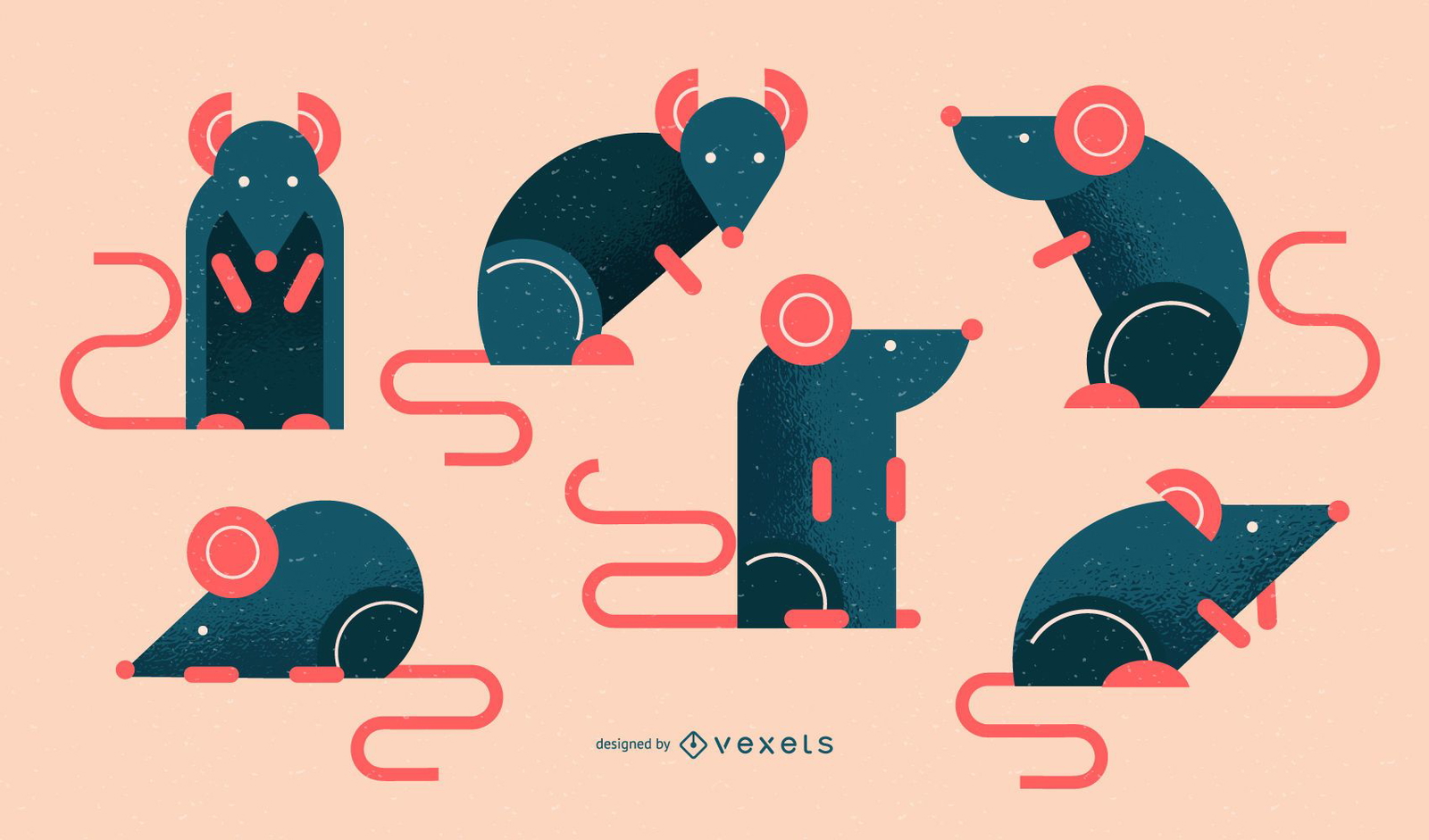 Geometric Rat Illustration Set Vector Download