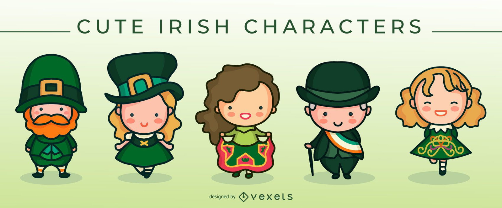 Cute Irish Characters Set Vector Download