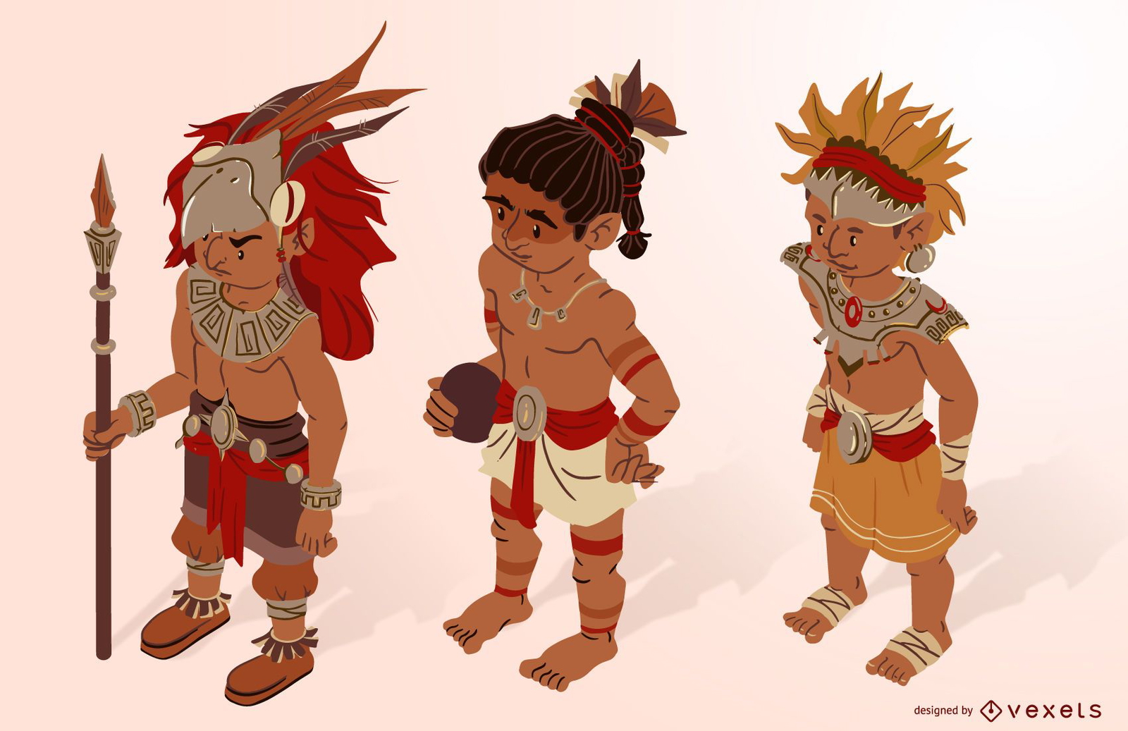 Aztec Characters Isometric Set Vector Download