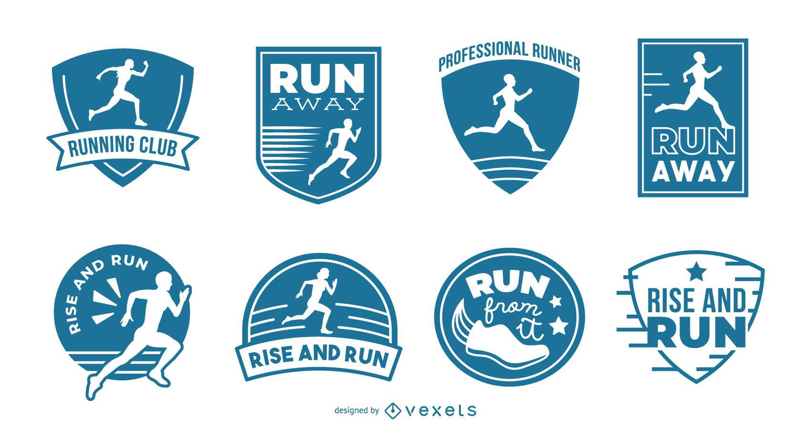 Running Badges Collection Vector Download