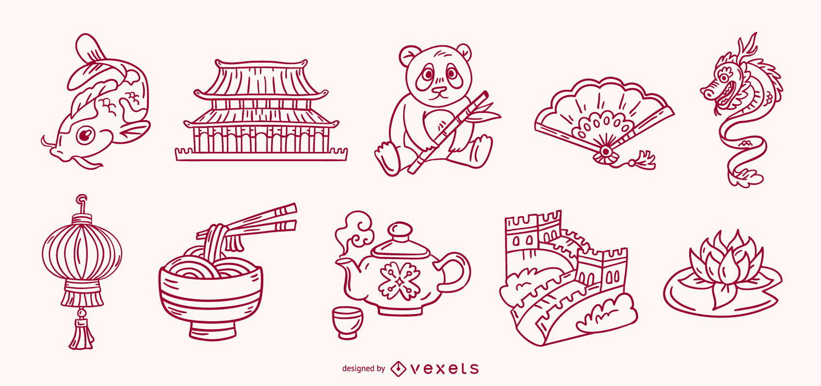 Chinese Elements Stroke Set Vector Download