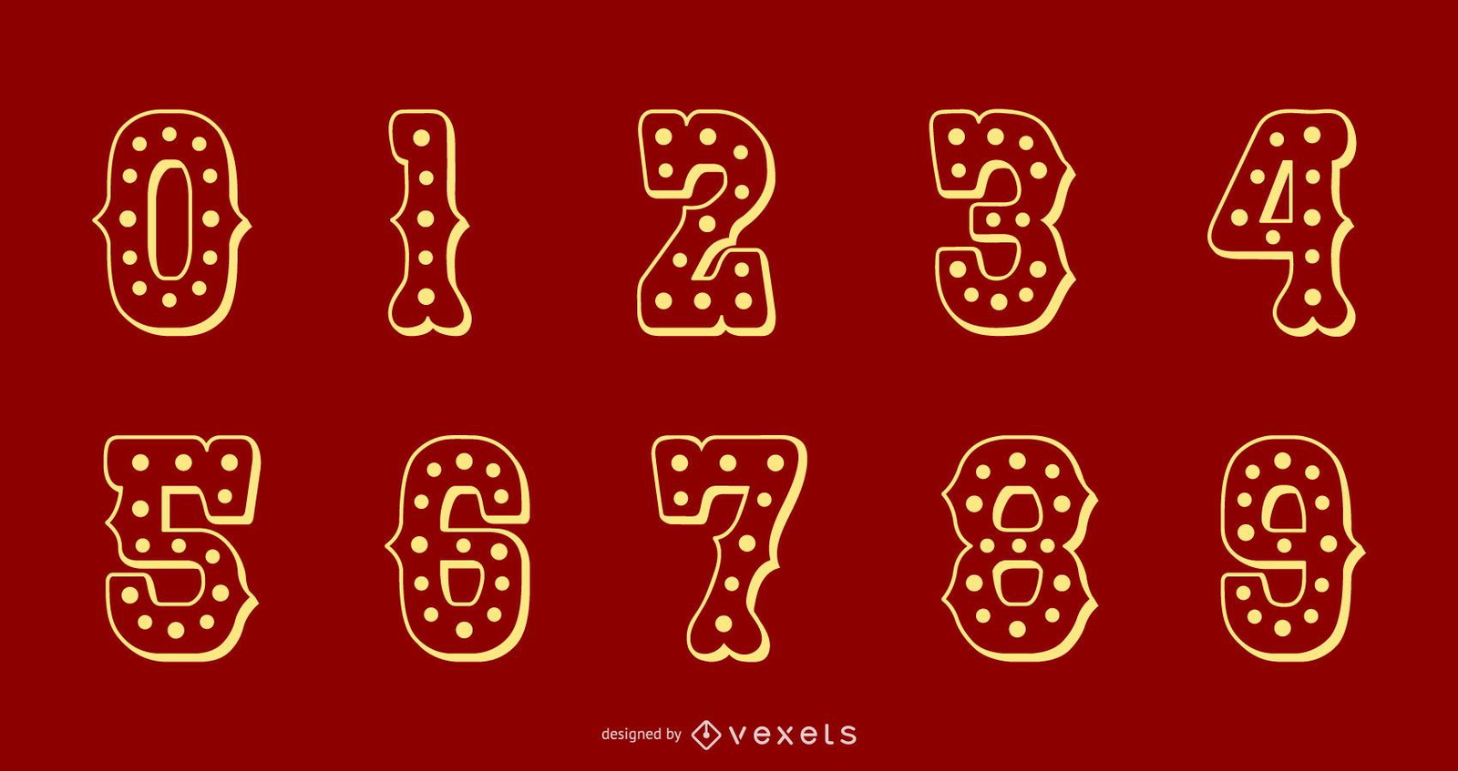 Carnival Stroke Number Set Vector Download