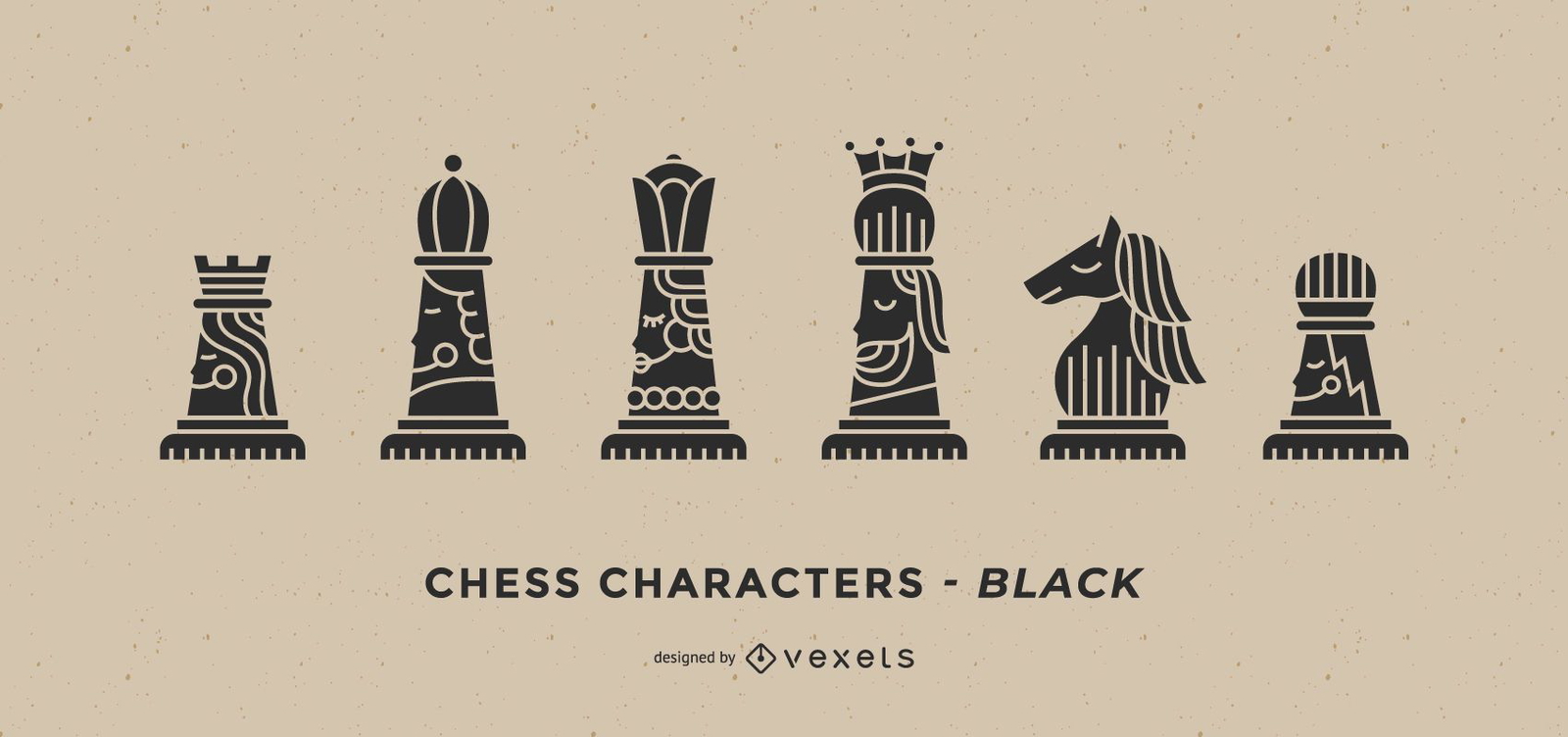 Black Chess Characters Set Vector Download
