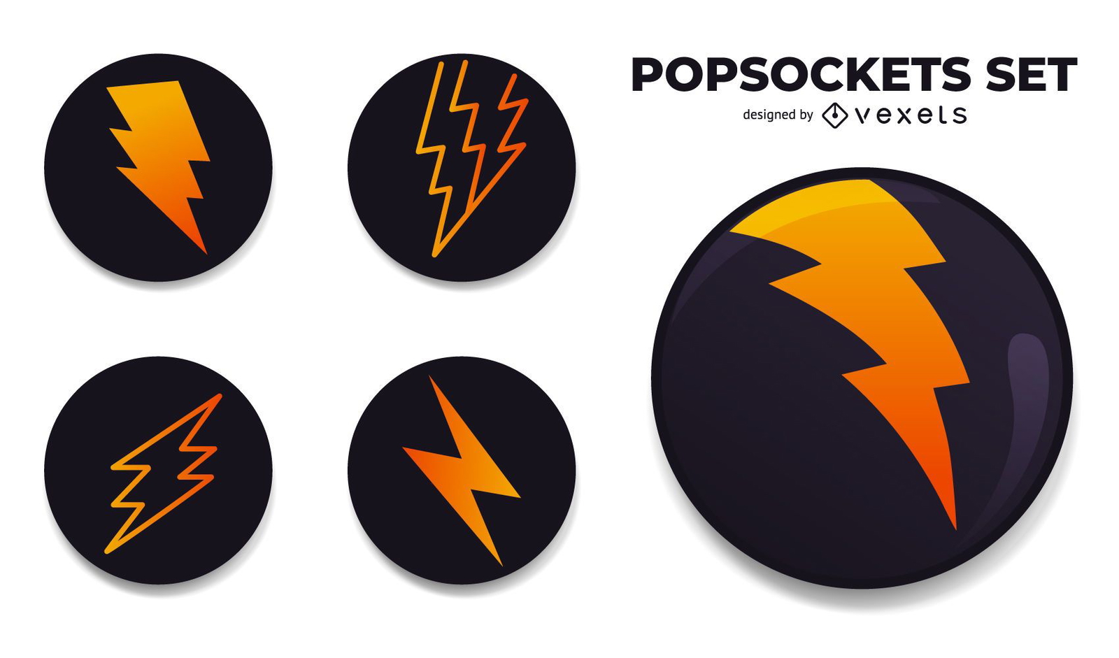 PopSockets Lightning Design Set Vector Download