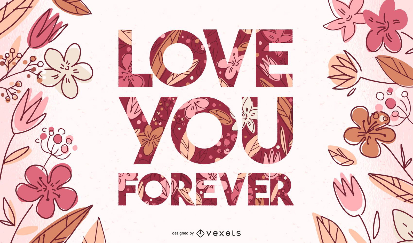 Love You Forever Valentines Lettering Vector Download