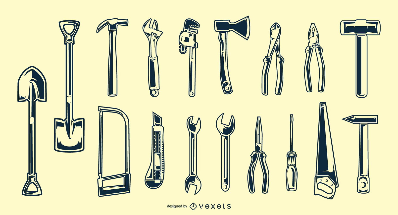 Hand Tool Silhouette Pack Vector Download