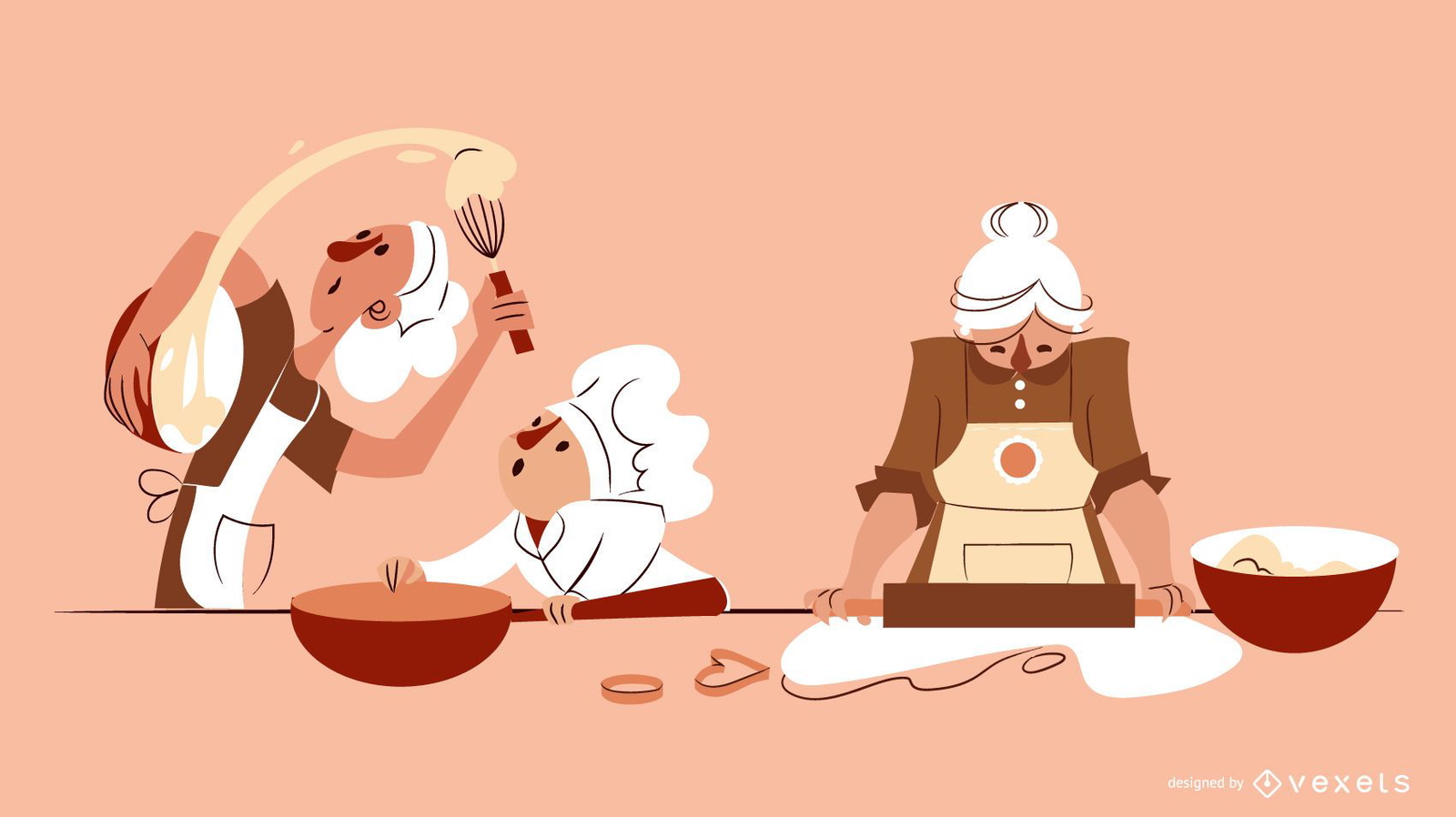 Bakery Characters Illustration Composition Vector Download