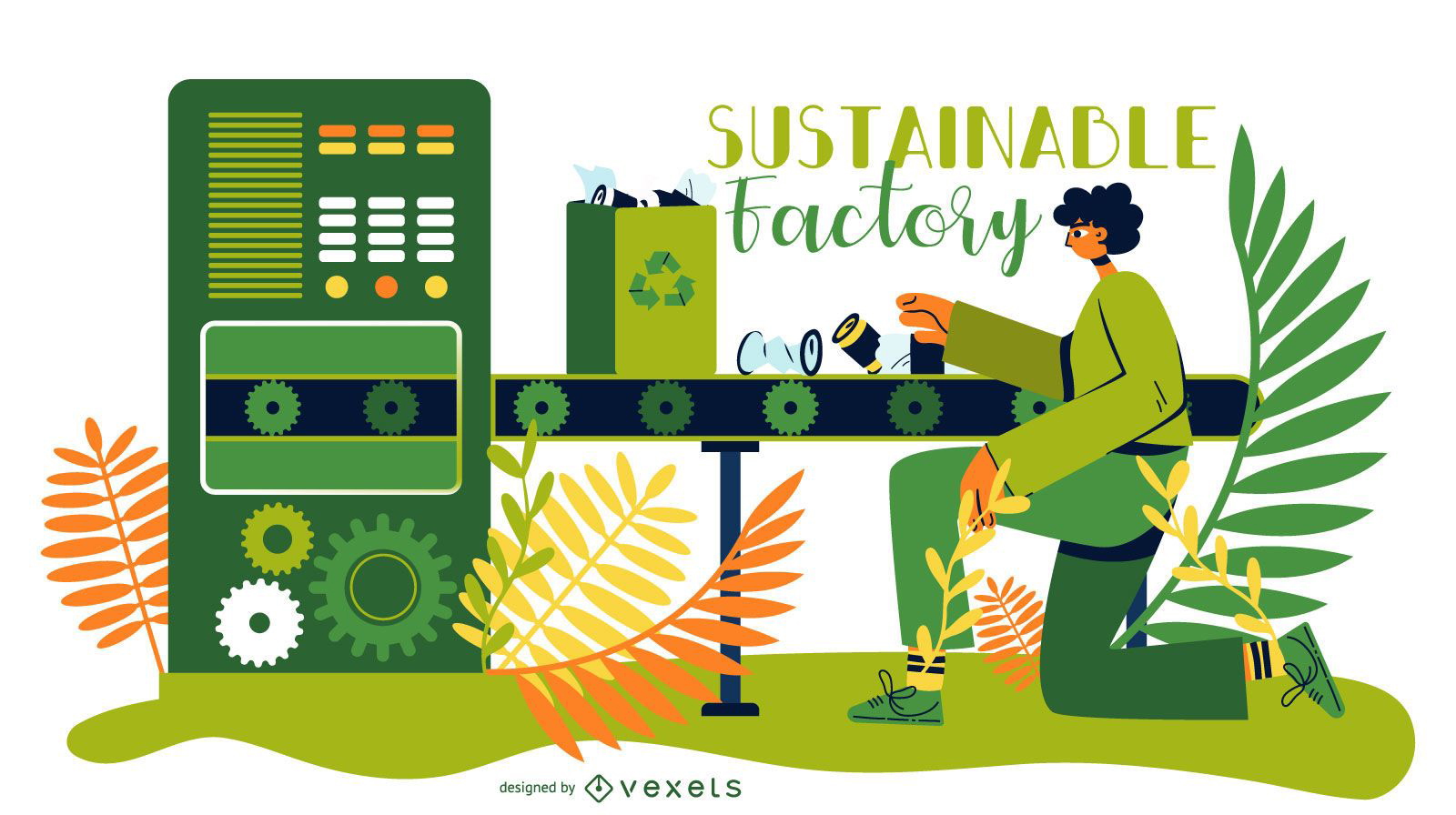 Sustainable Energy Factory Illustration Vector Download